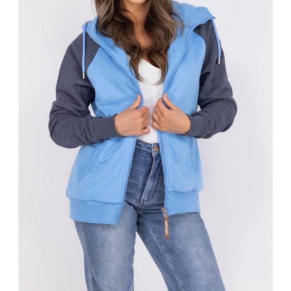 Wanakome | Tops | New Wanakome Tori Two Tone Zip Up Hoodie In ...